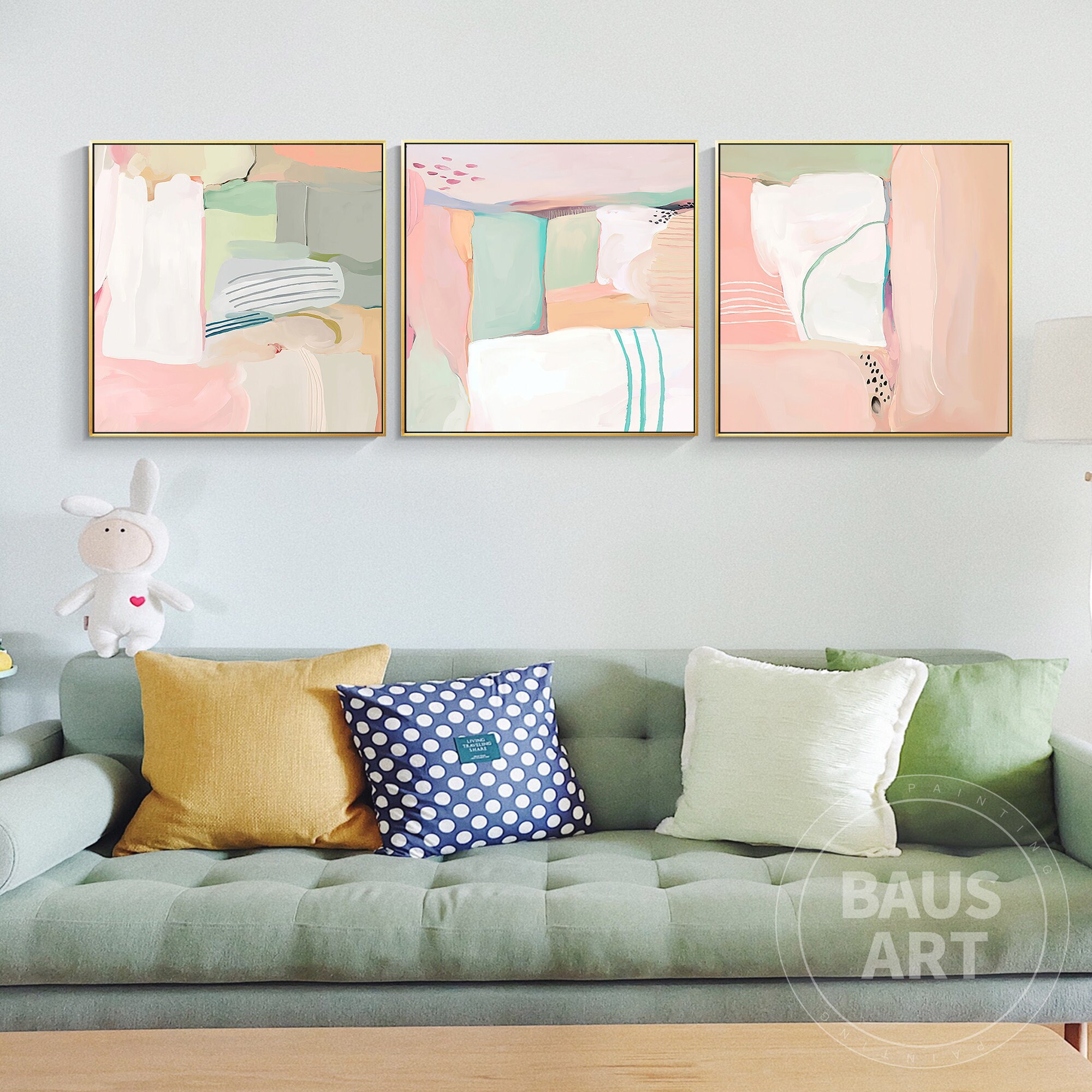 3 Pieces Framed Wall Art Set of 3 Prints Abstract Pink and | Etsy