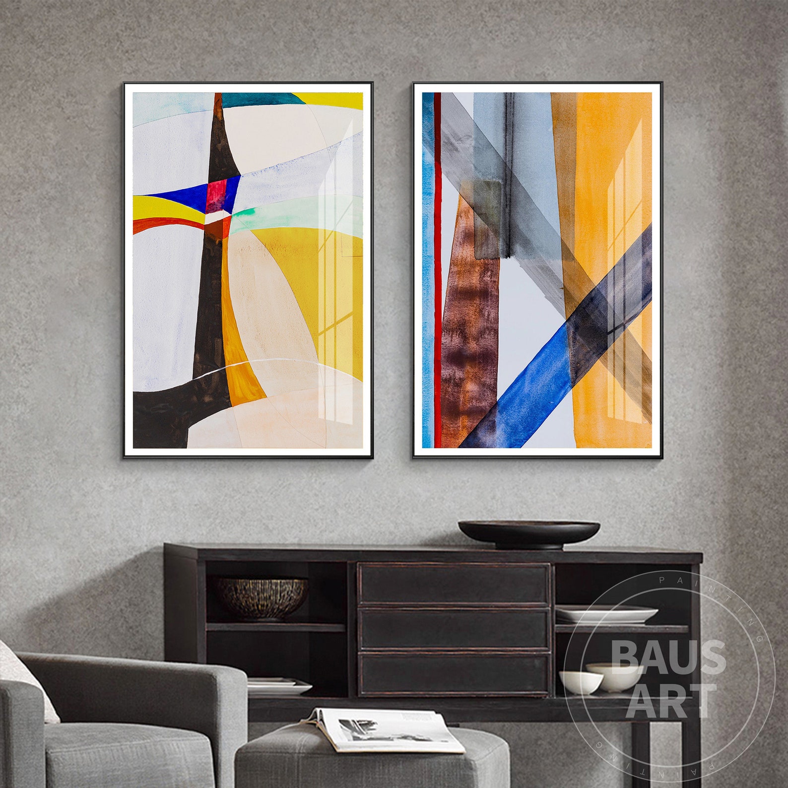 Abstract and Postmodern Framed Wall Art Set of 2 Prints - Etsy