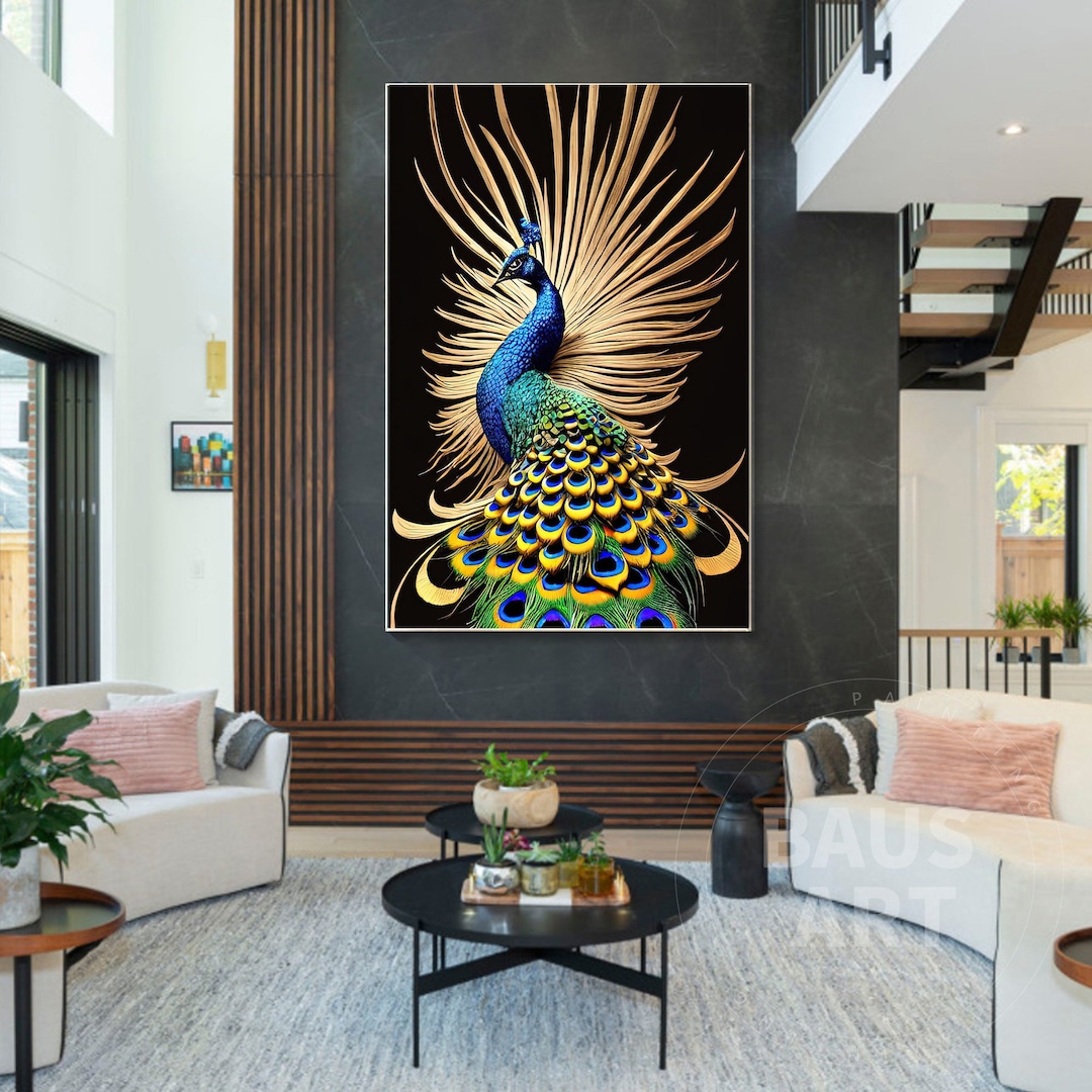 Abstract Peacock Wall Art Printes on Canvas Framed Prints Elegant ...