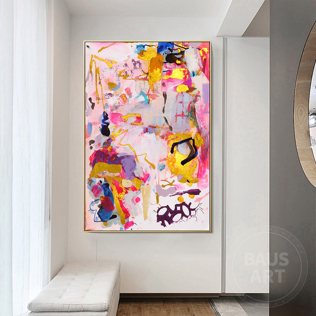 Framed Abstract Pink Print Large Abstract Prints Wall Art - Etsy