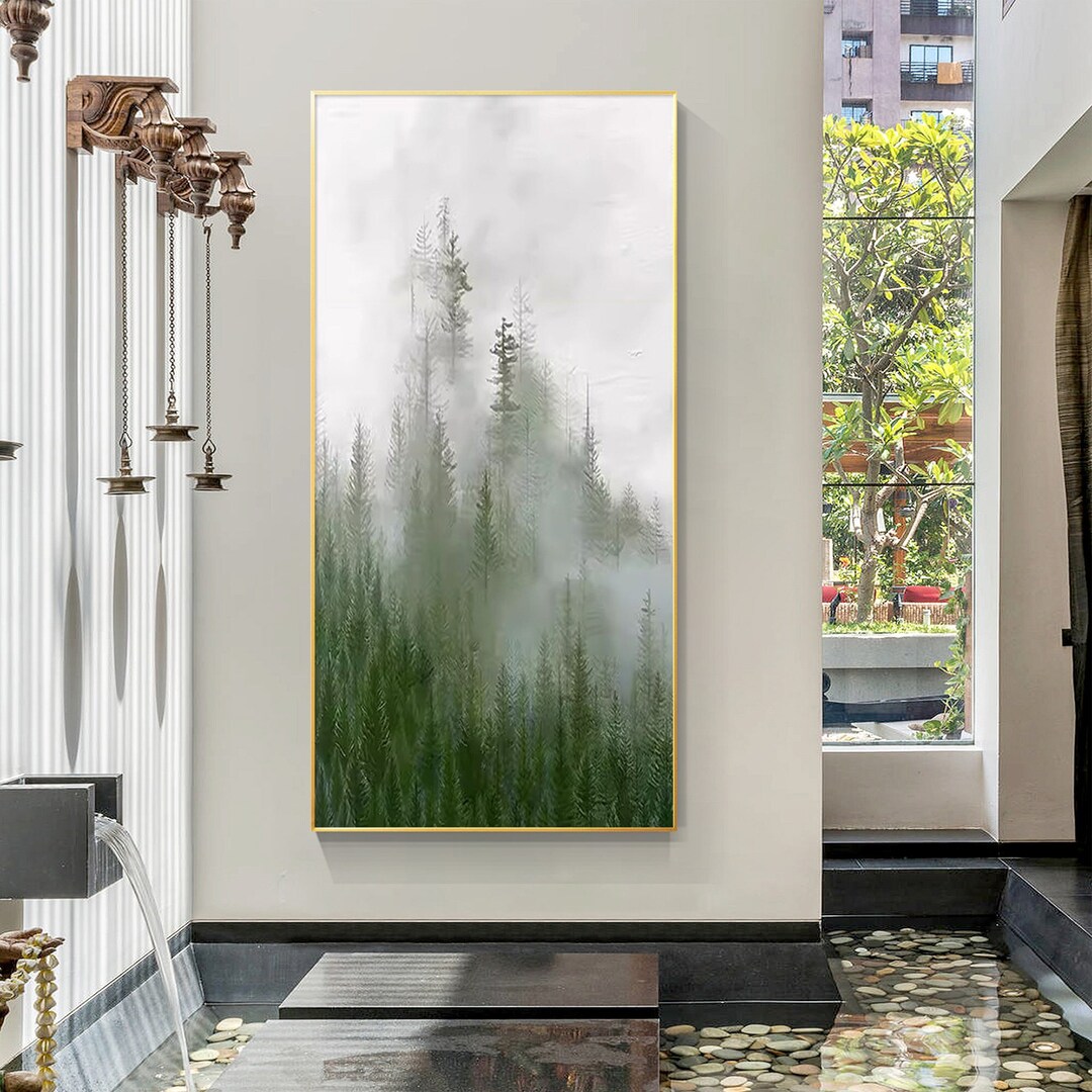 Abstract Green Wall Art Acrylic Painting on Canvas Pine Tree Wall Art ...