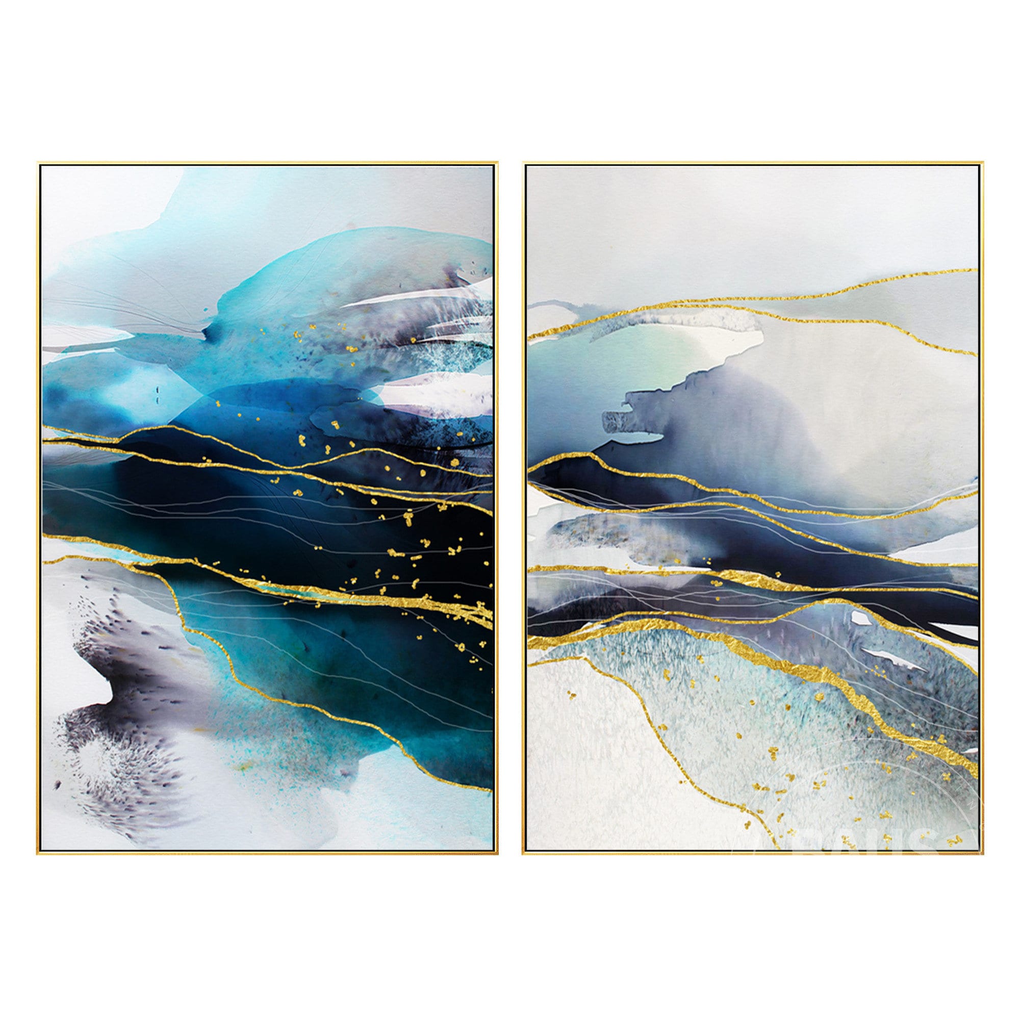2 Pieces Wall Art Abstract Ink Watercolor Pour Fluid Prints on Canvas ...