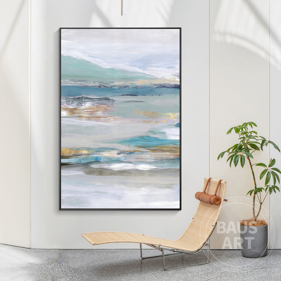 Abstract Landscape Pritns on Canvas Large Framed Wall Art Green and ...