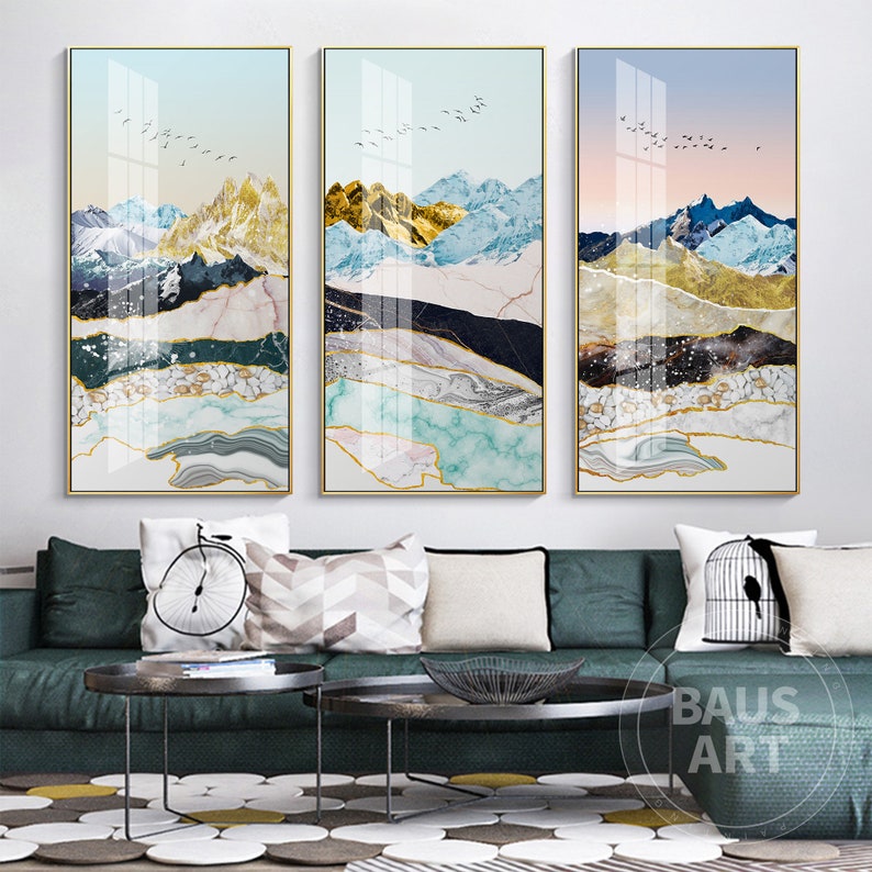 Abstract Light Colors Landscape Print on Canvas Large 3 Piece Painting ...