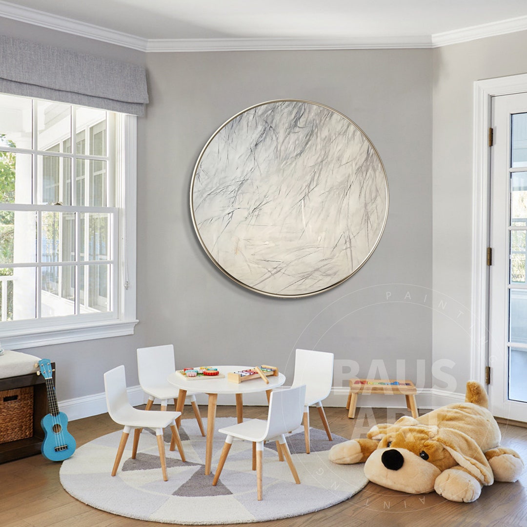 Minimalist Round Wall Art Abstract Grey Circle Prints on - Etsy