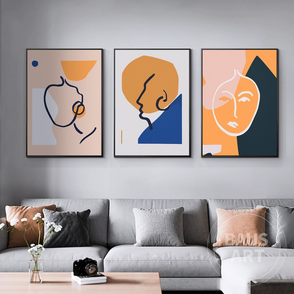 Abstract Painting Print Framed Wall Art Set of 3 Prints | Etsy