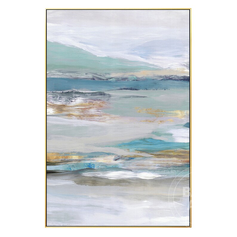 Abstract Landscape Pritns on Canvas Large Framed Wall Art Green and ...