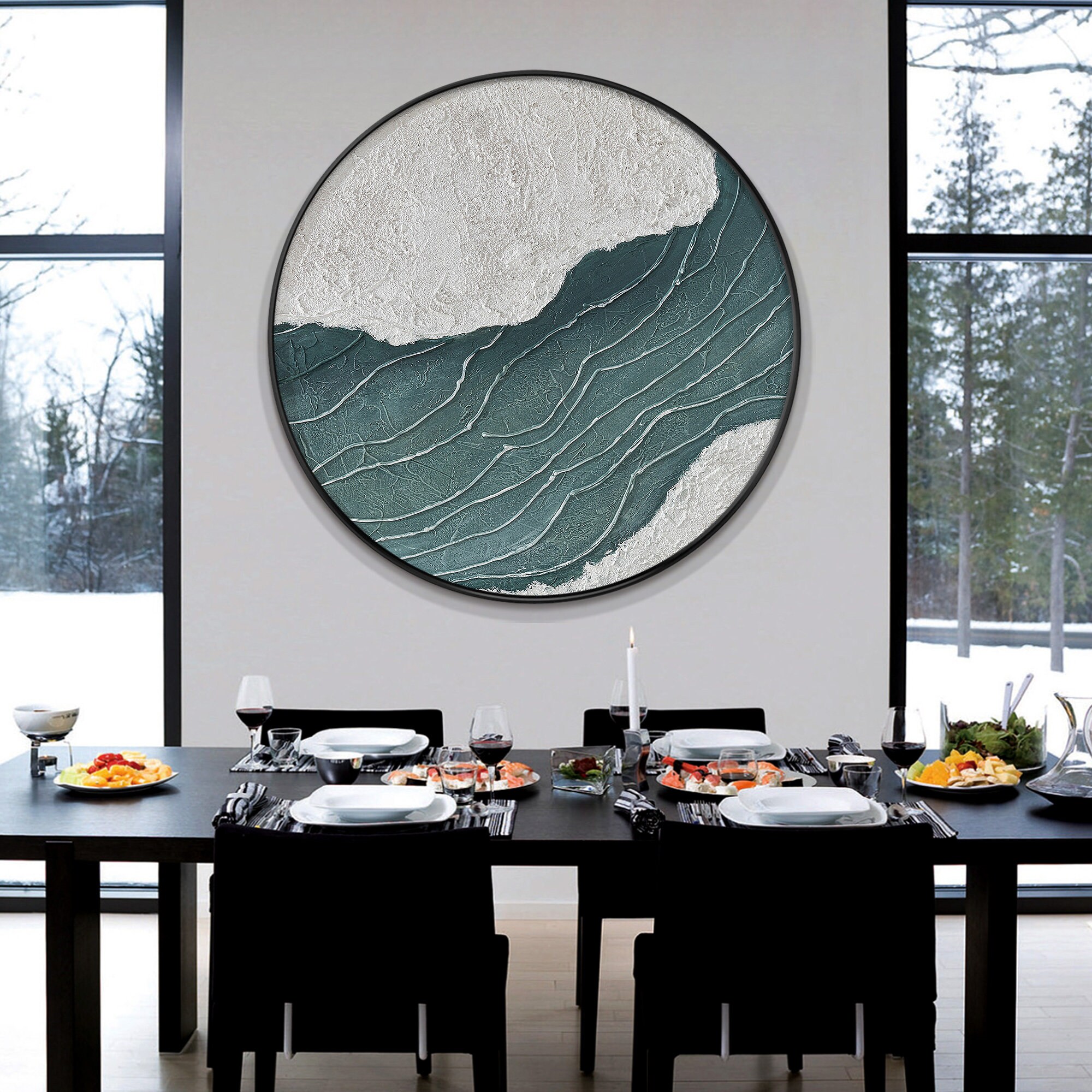 Round Green Abstract Wall Art Textured Painting Original Art Large ...