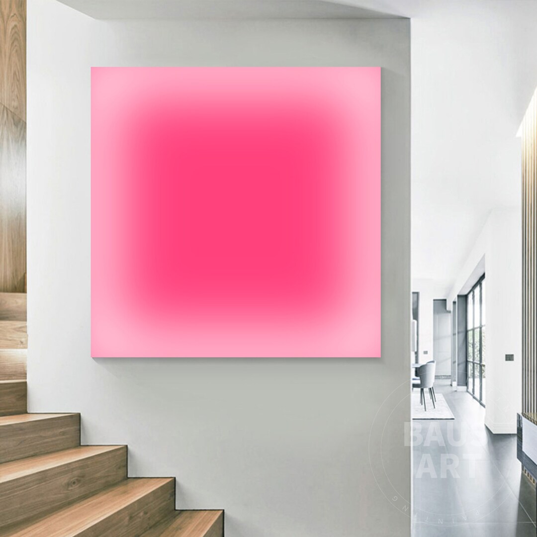 Abstract Gradient Wall Art Original Hot Pink Neon on Canvas Framed Wall ...