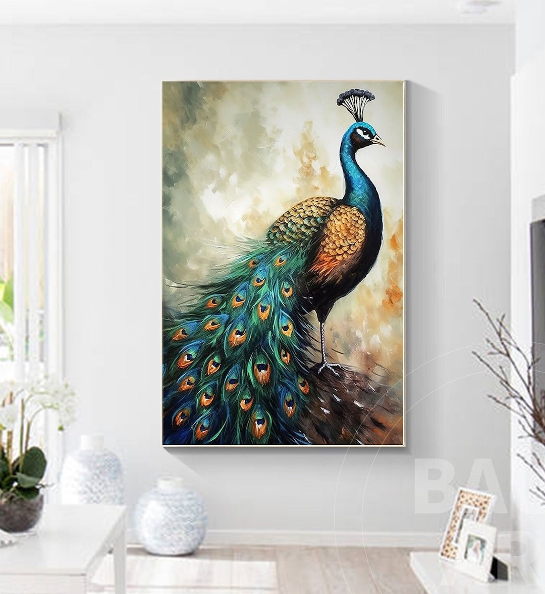 Peacock Wall Art on Canvas Abstract Elegant Peacock,colorful Peacock ...