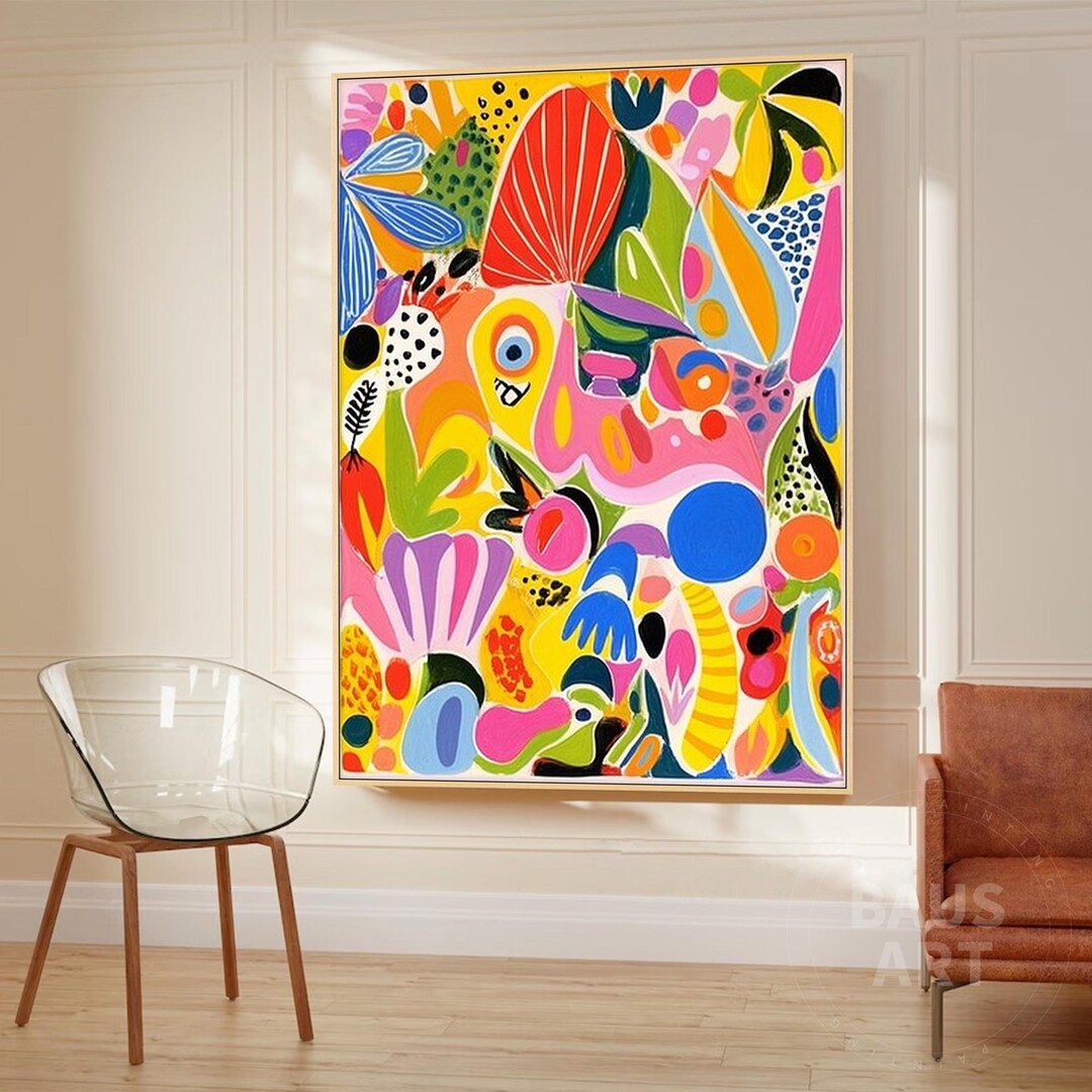 Abstract Graffiti Art: Lemon Yellow Pop Art Canvas - Large Original ...