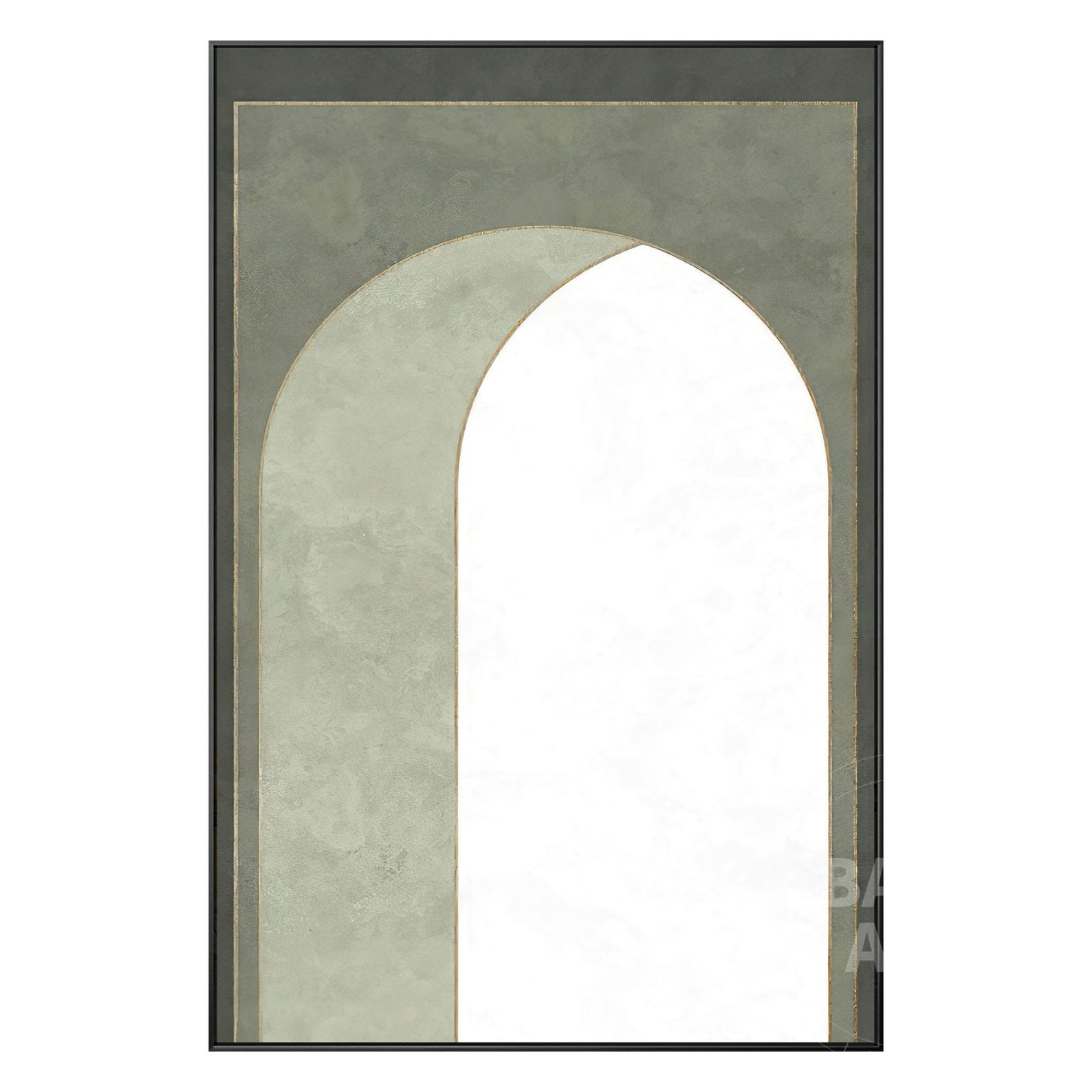 Olive Green Color Arches Abstract Geometric Print Painting on Canvas ...