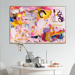 Framed Abstract Pink Print Large Abstract Prints Wall Art - Etsy