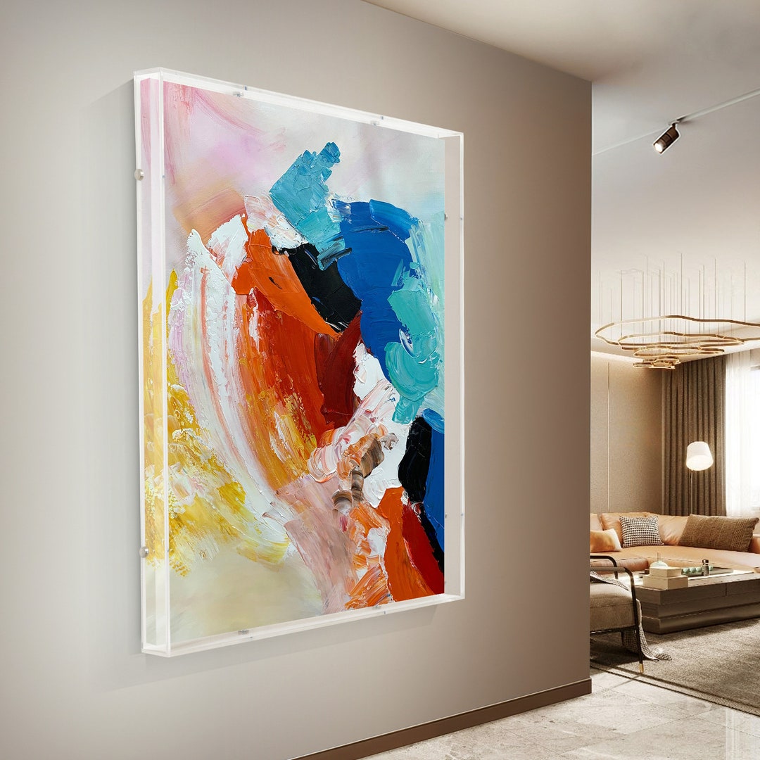 Abstract Painting With Acrylic Box Frame: Modern Wall Art - Etsy