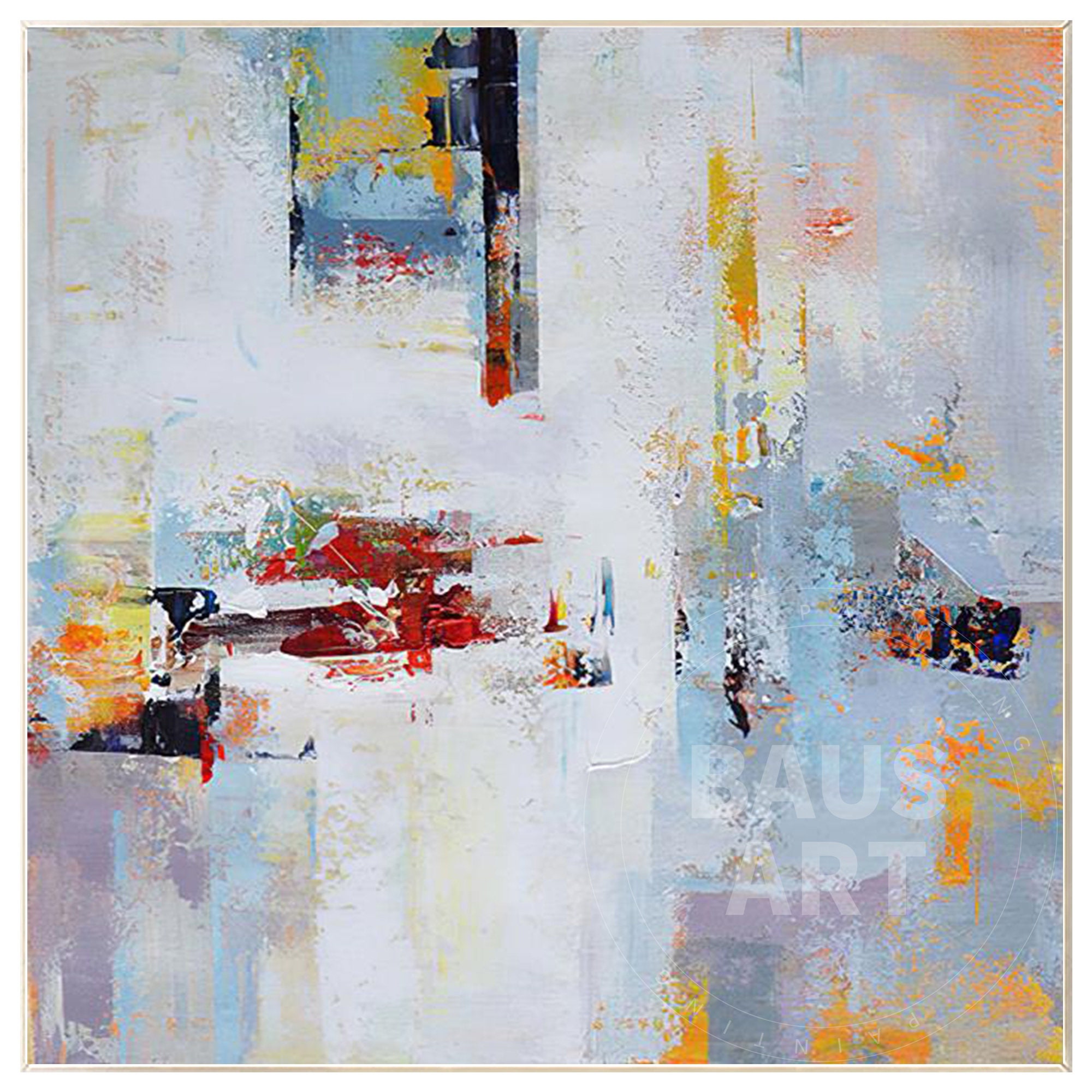 Large Abstract Painting Canvas Grey Abstract Art Blue Abstract Art ...