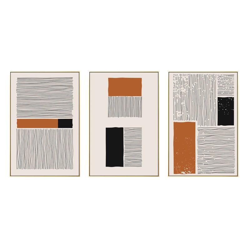 3 Piece Wall Art Abstract Link Geometry Print on Canvas Extra Large ...