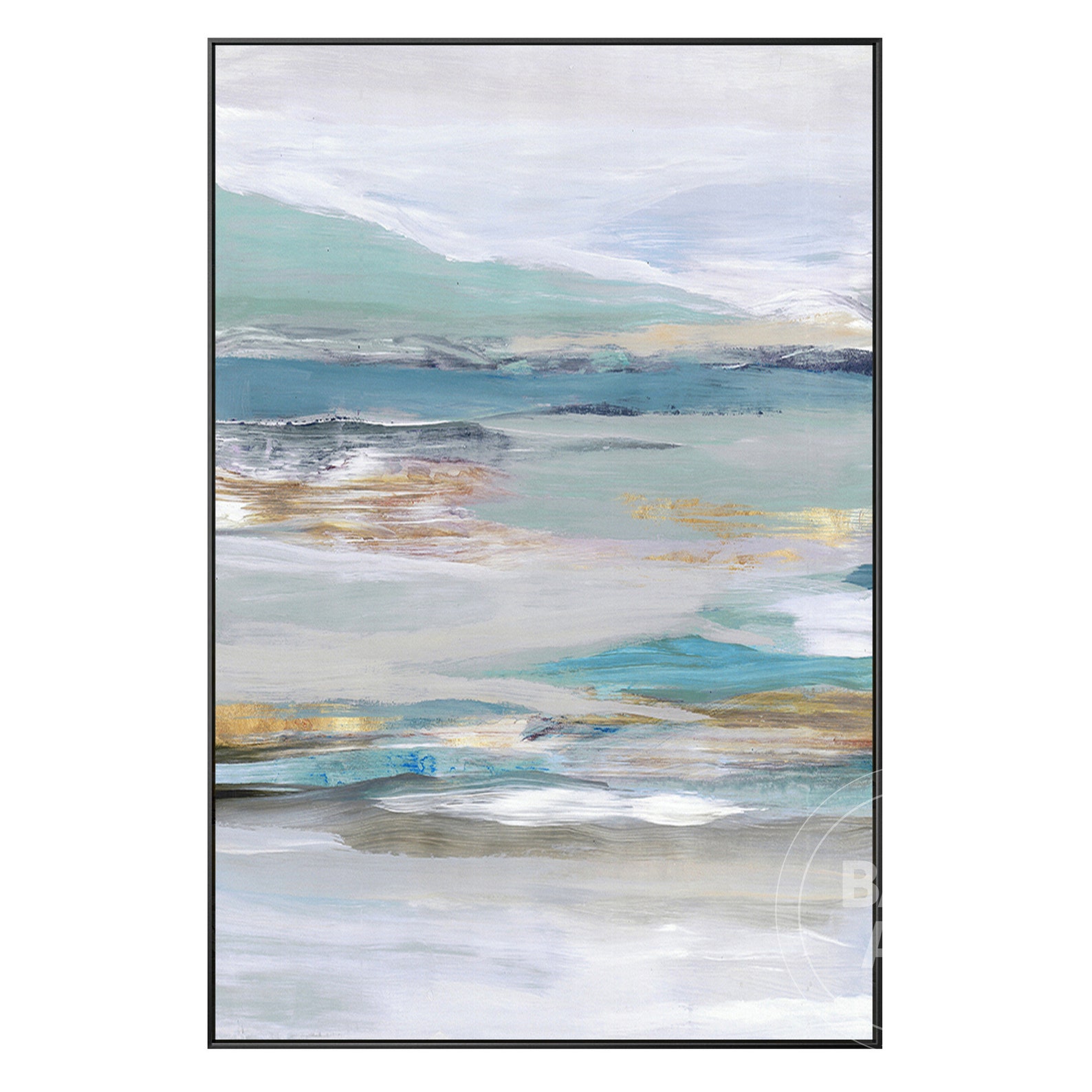 Abstract Landscape Pritns on Canvas Large Framed Wall Art Green and ...