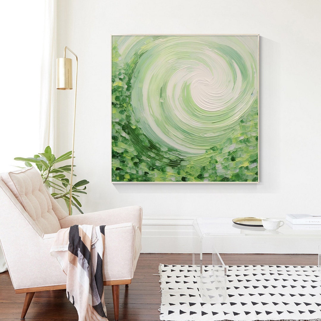 Abstract Green Wall Art Abstract Textured Arylic Painting on Canvas ...