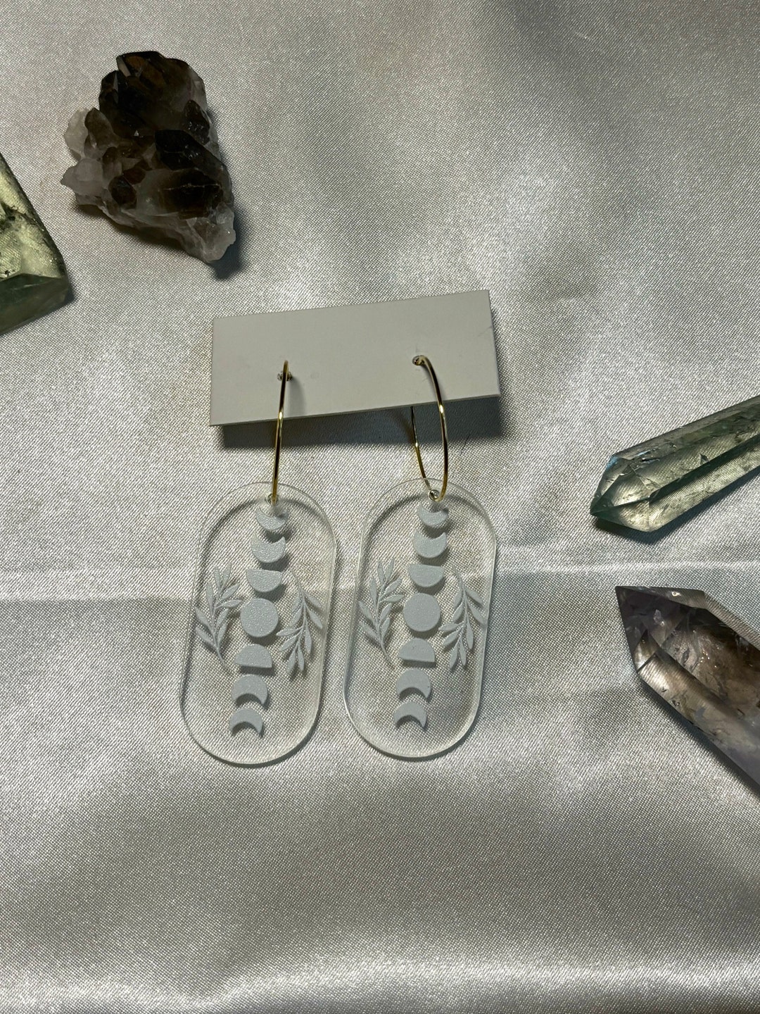 Phases of the Moon & Fern Clear Laser Cut Hoops - Etsy