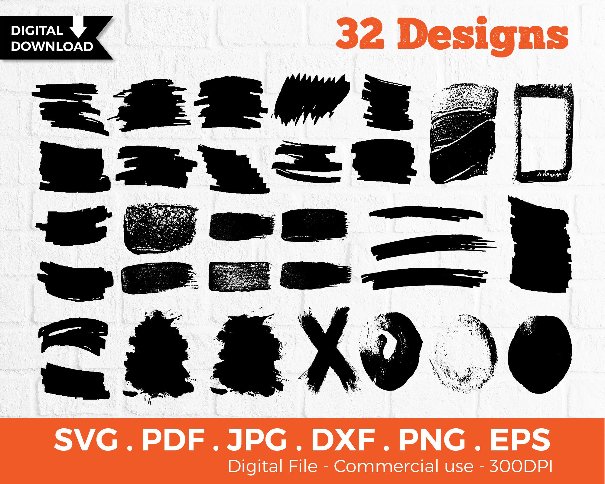 Paint Brush SVG Paint Line svg Paint Stroke SVG Brush Stroke Vector Brush Stroke Clipart 30 ...