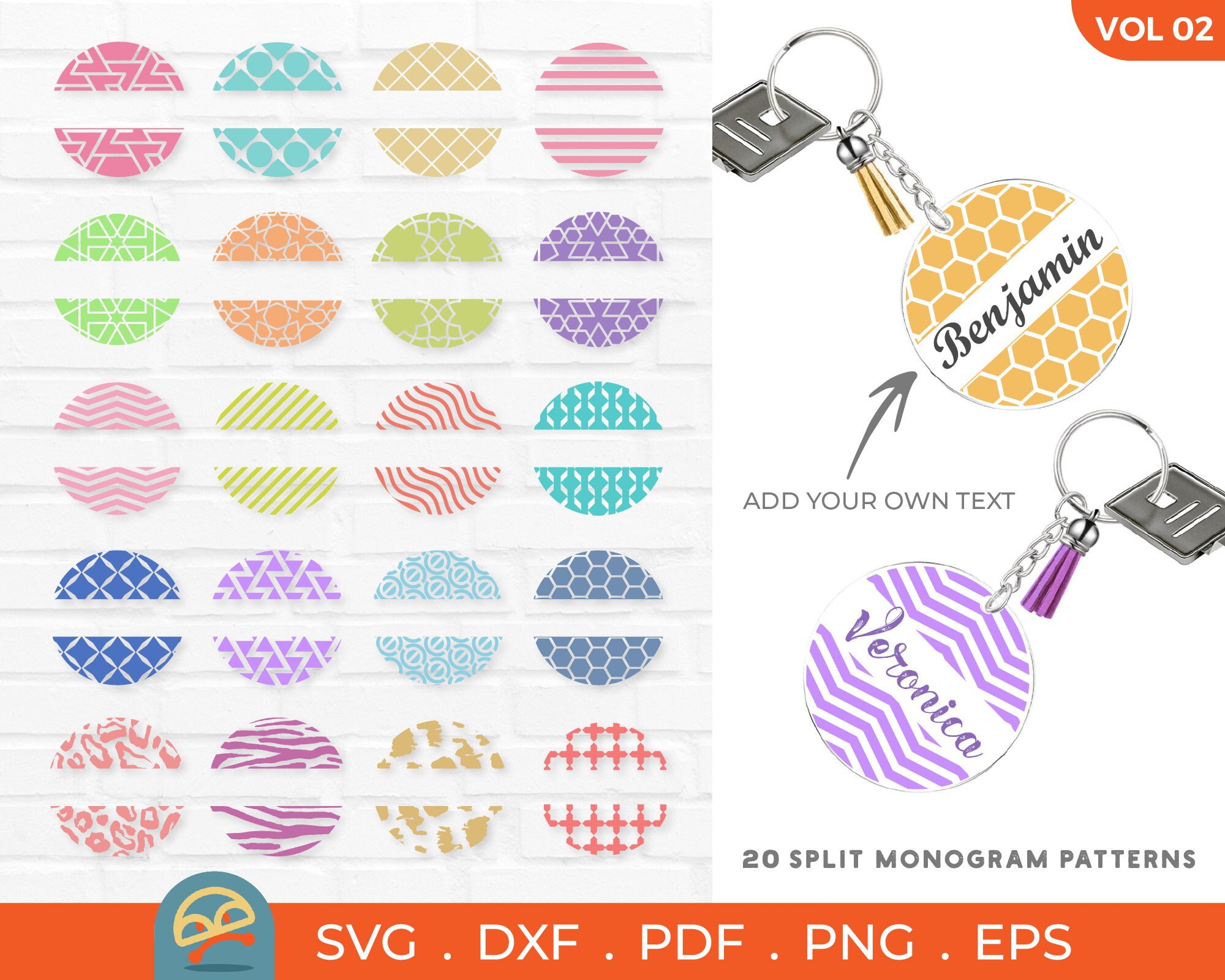 20 Keychain Split Monogram SVG Vol 02 Keychain Pattern Svg - Etsy UK