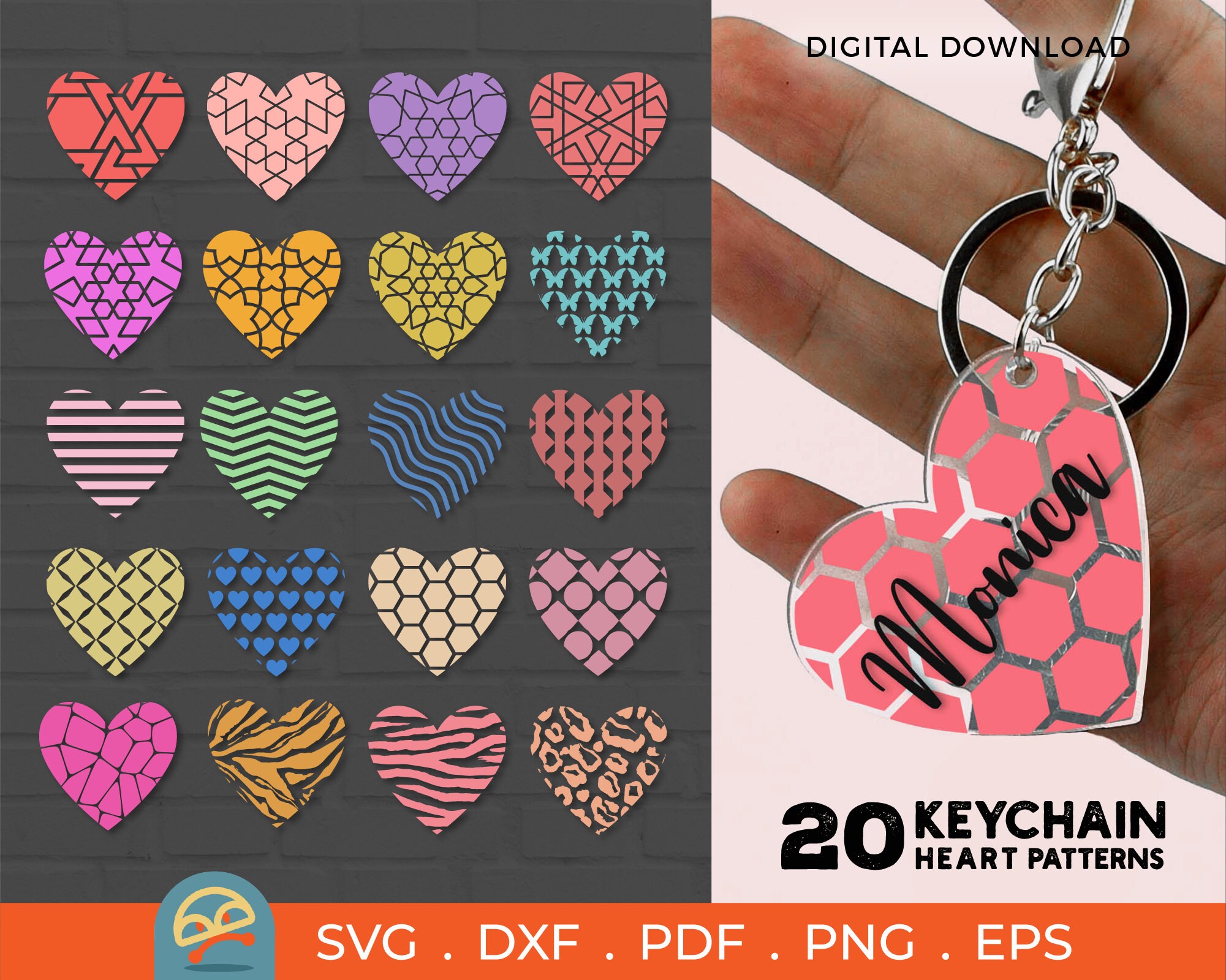 Keychain Pattern SVG Bundle Vol03 Animal Pattern svg Circle | Etsy