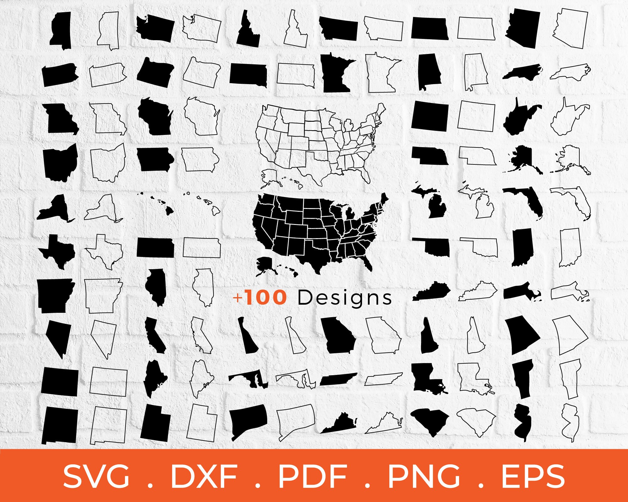 100 50 States Svg Bundle Outline United States Map Svg Etsy Images