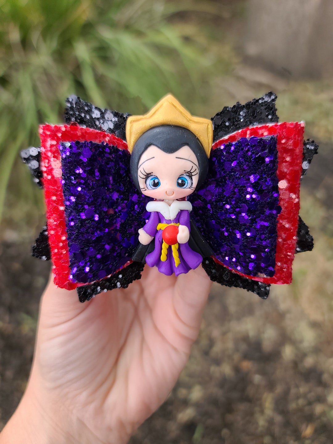 Evil Queen Inspired/snow White/clay Bow/vegan Leather/villains - Etsy