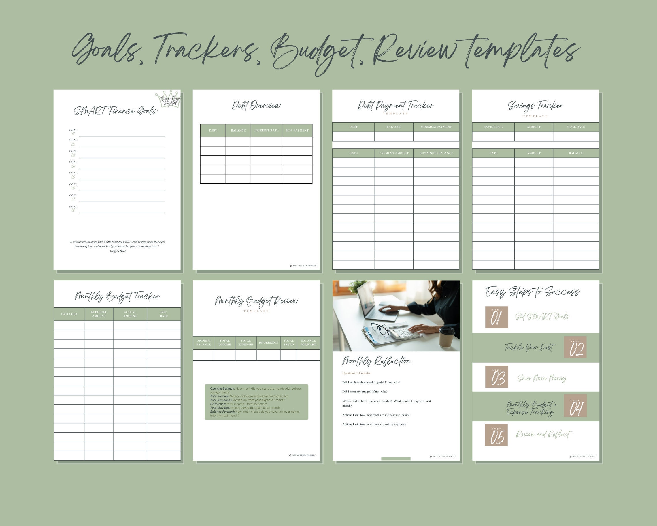 Personal Finance Workbook, Printable Download, SMART Goals, Debt ...