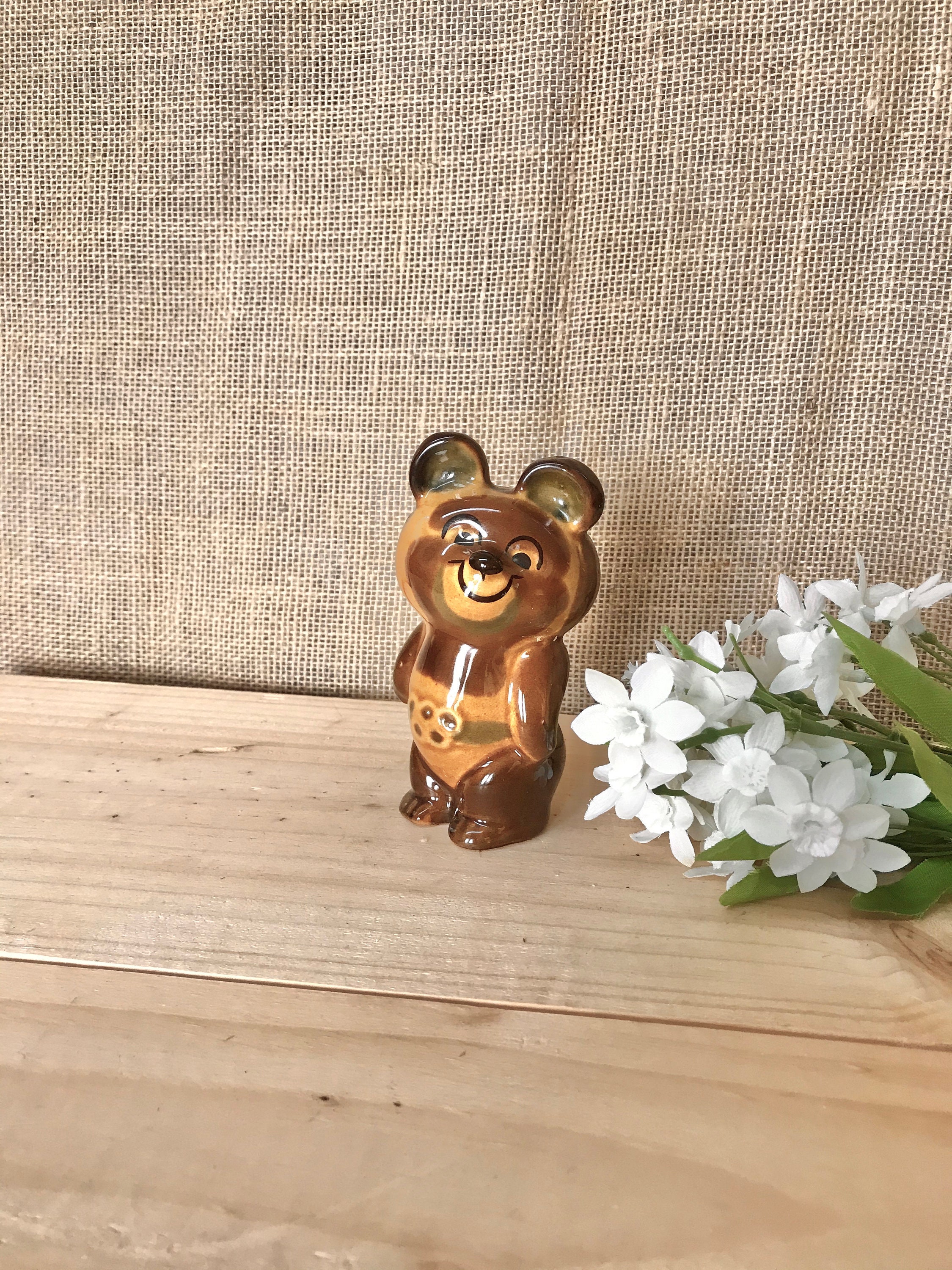Toys Ceramic glossy teddy bear figurine Dolls Toys & Games etna.com.pe