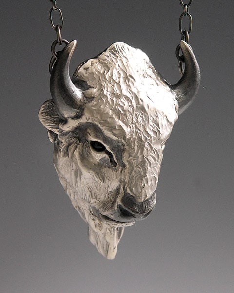 Brooke Stone Buffalo Silver Necklace - Etsy