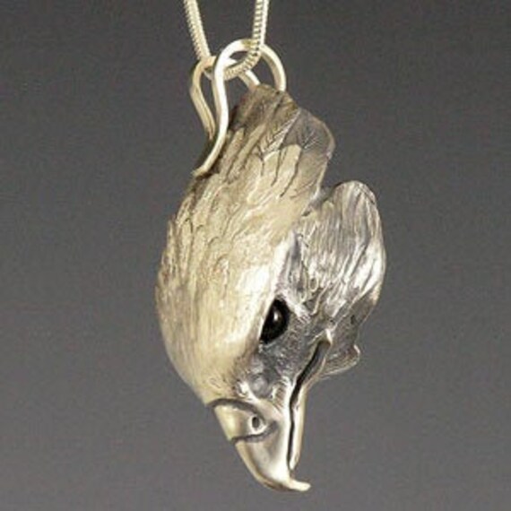 Brooke Stone Harris Hawk Silver Necklace With Onyx Eyes | Etsy