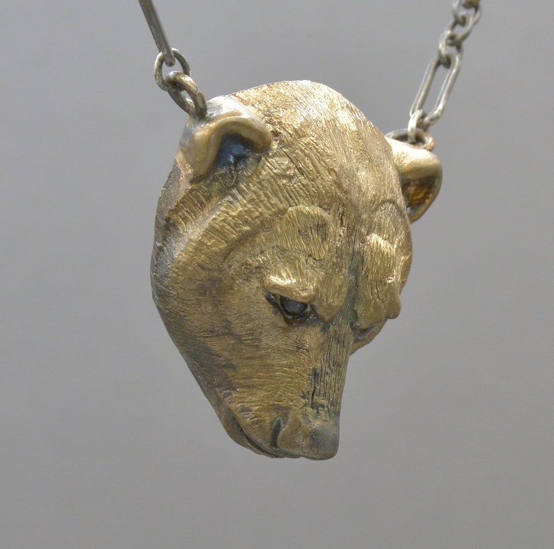 Brooke Stone Grizzly Bear Bronze Necklace - Etsy