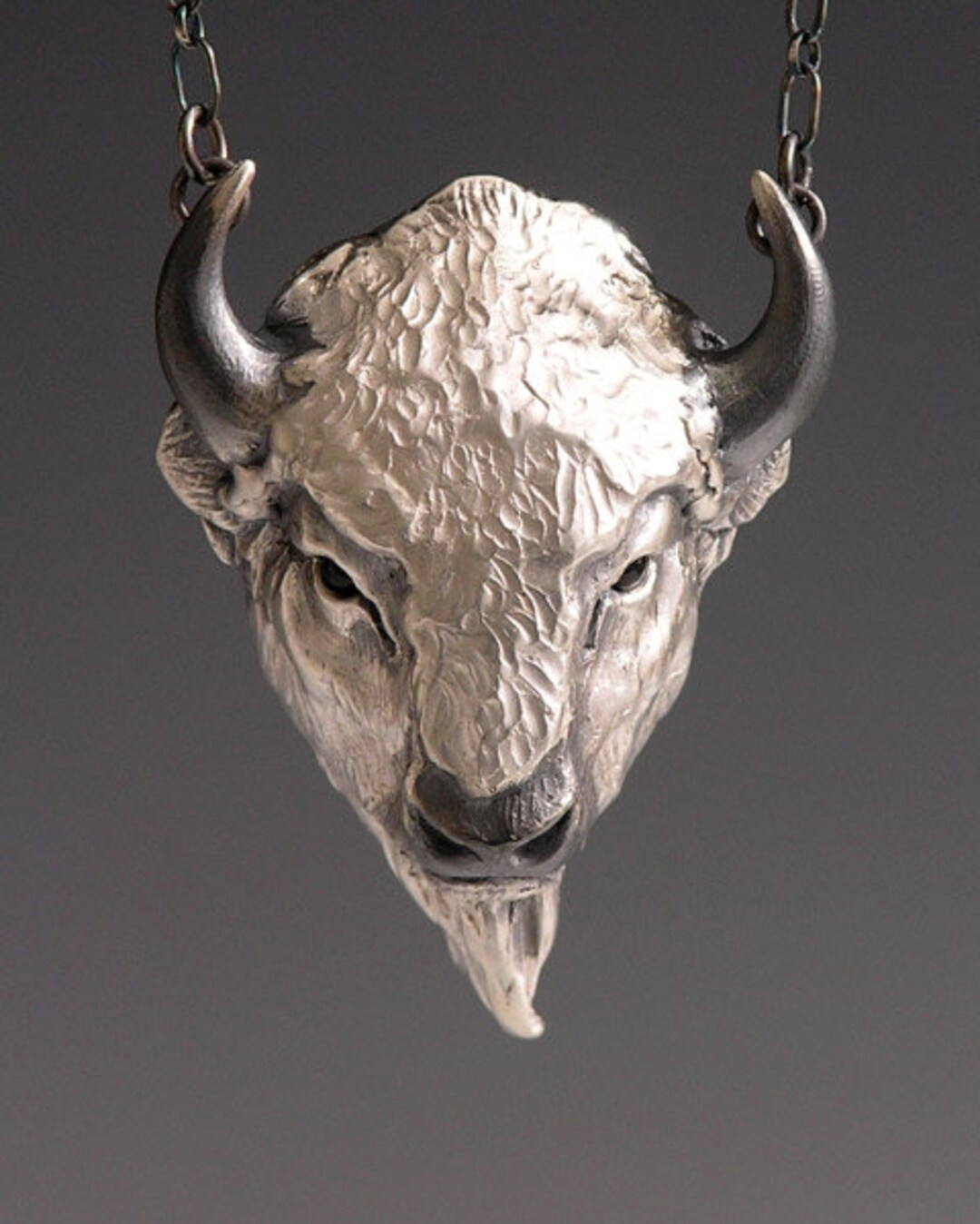 Brooke Stone Buffalo Silver Necklace - Etsy