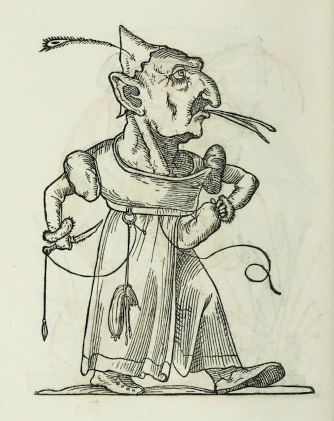 Priapic II Renaissance Print, Medieval Art, Woodcut, Richard Breton ...