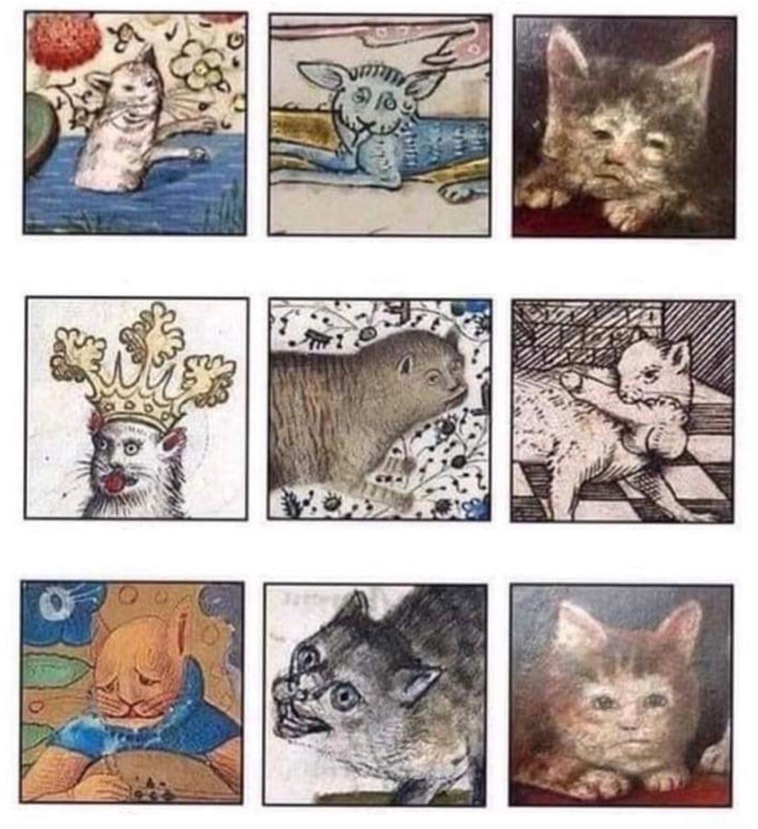 Enneaptych I Medieval Print, Cat Art Gift, Home Decor, Bestiary ...