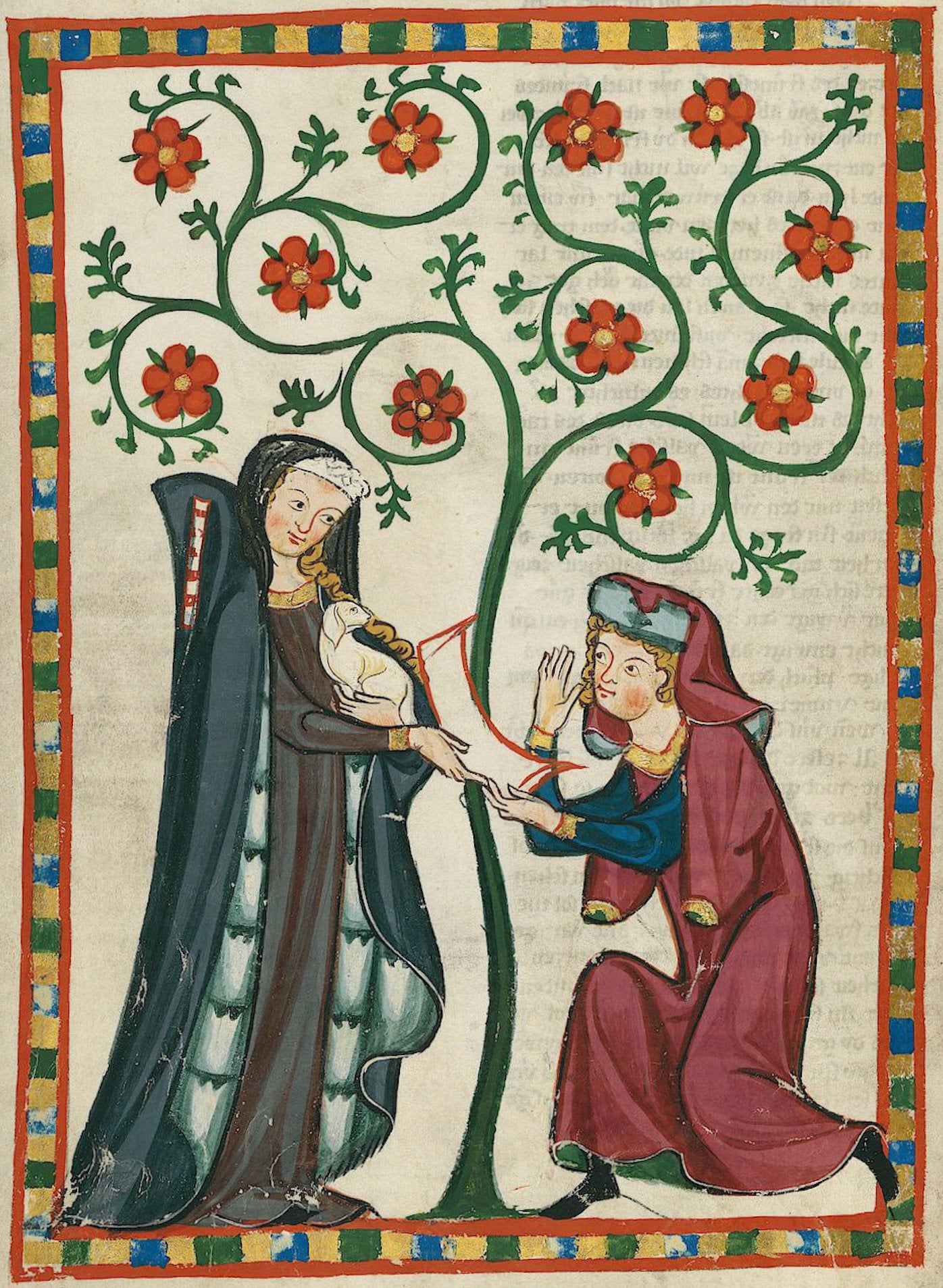 Dog Attends the Engagement Medieval Art Print, Codex Manesse, Botanical ...