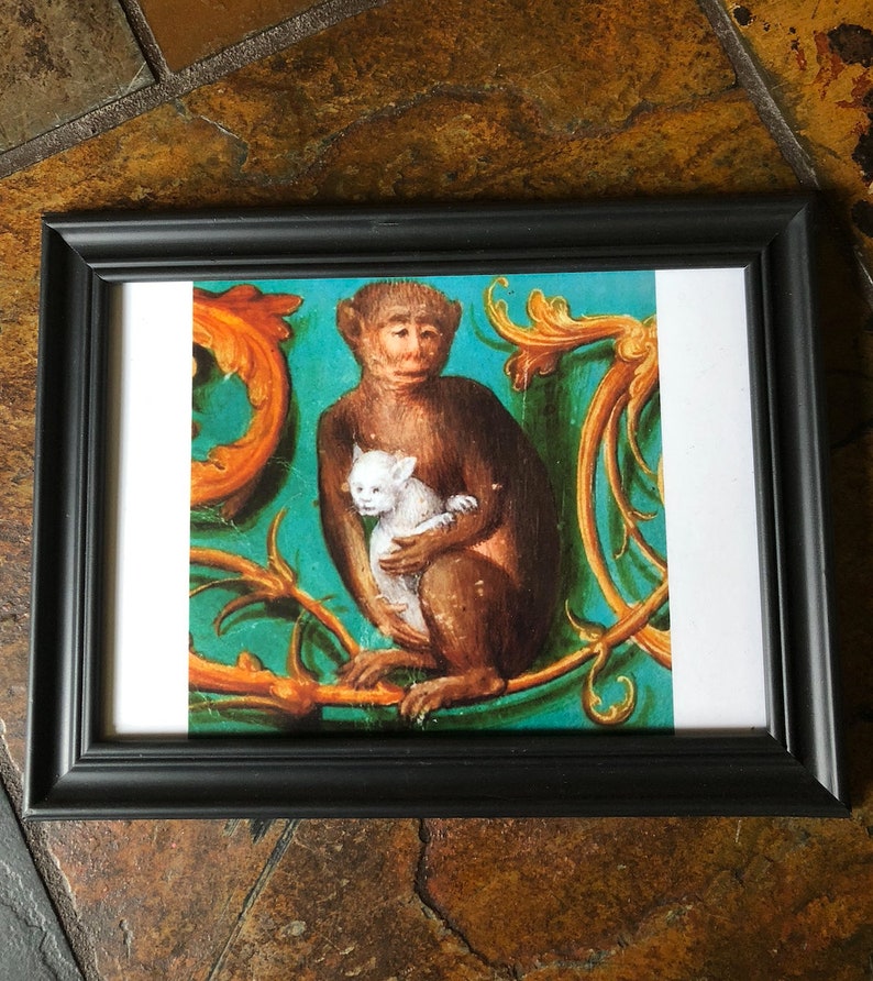 Monkey & Cat I Medieval Print, Art Gift, Home Wall Decor, Bestiary ...