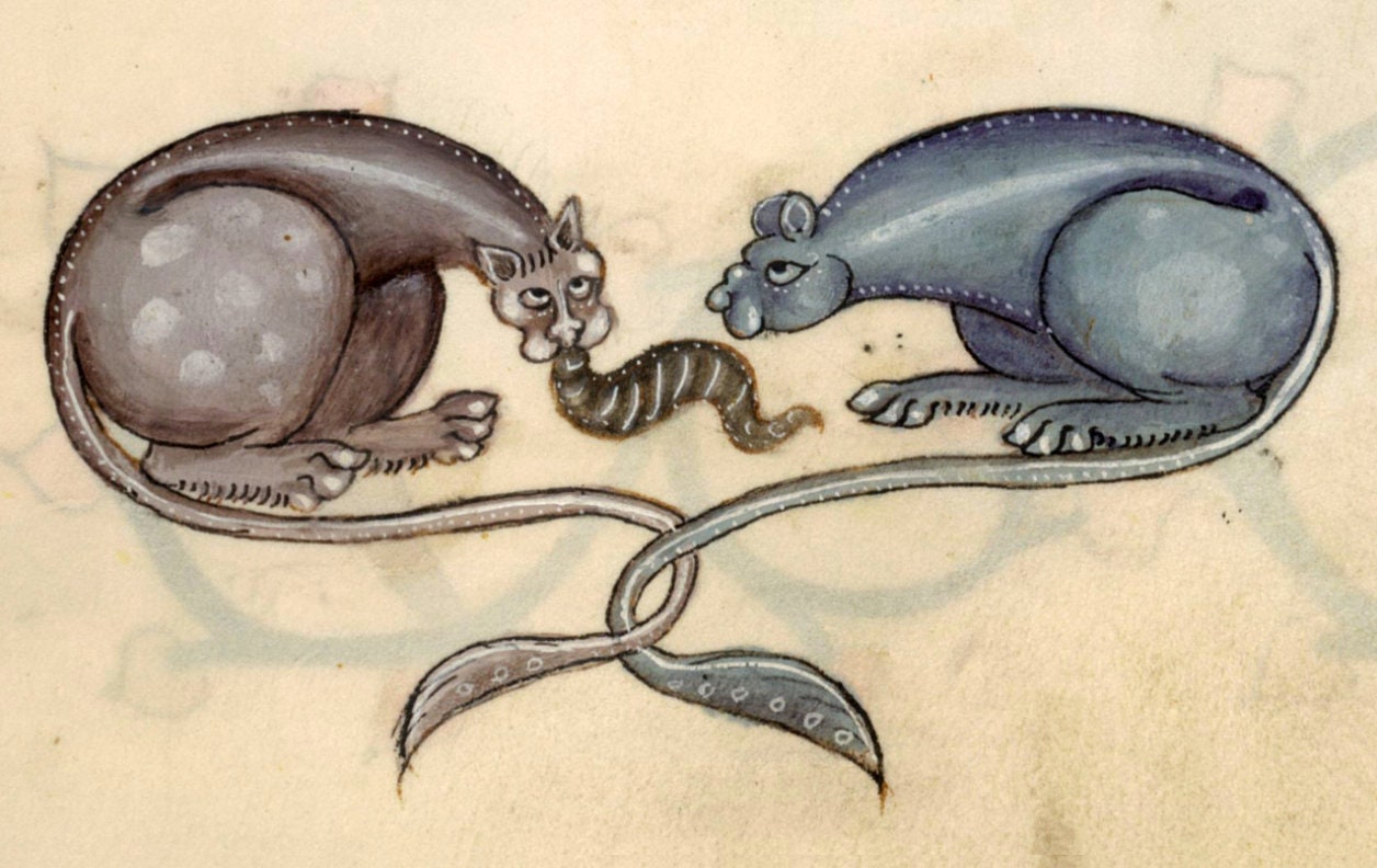 Bipedal Cats Medieval Print, Cat Art Gift Home Decor, Bestiary ...