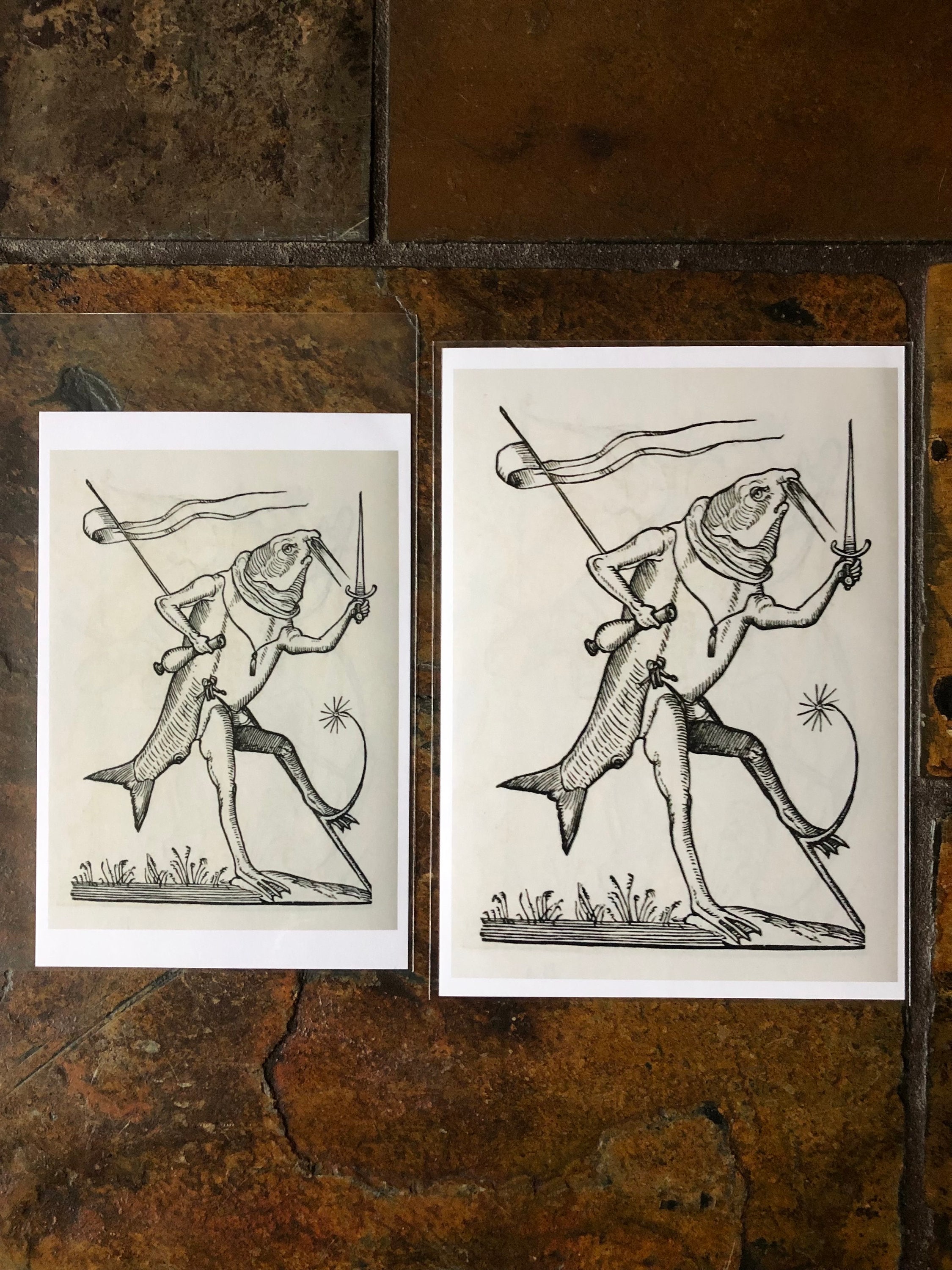 Sir Fish Renaissance Print, Medieval Art, Woodcut, Richard Breton, Goth ...