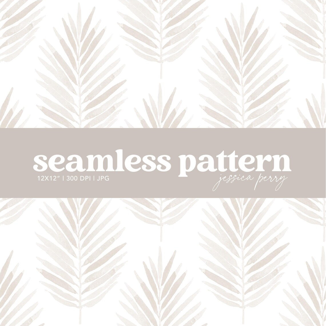 Watercolor Palm Leaves Seamless Pattern, Neutral Beach Coastal ...