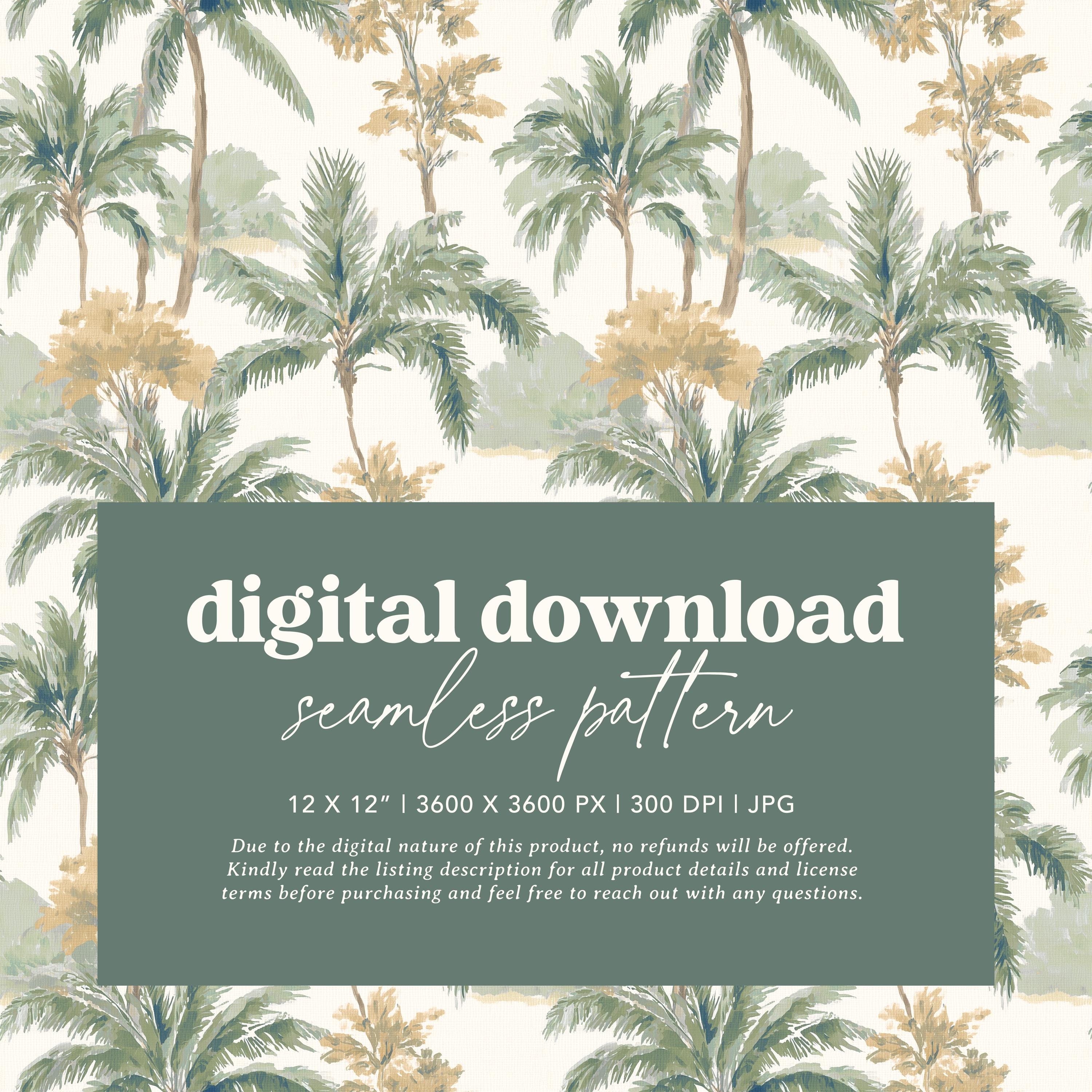 Sage Green Palm Trees Seamless Pattern, Tropical Palms Repeating ...