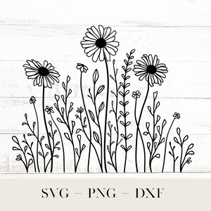 Daisy Svg, Wildflower Clipart, Flower Meadow Svg, Flower Outline Svg - Etsy
