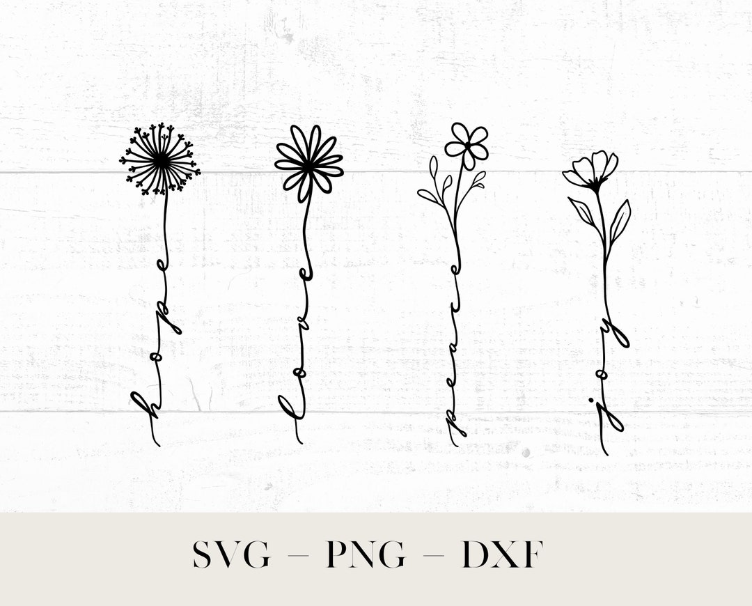Floral Word Svg, Peace Svg, Flower Word Png, Cricut Cutfiles - Etsy