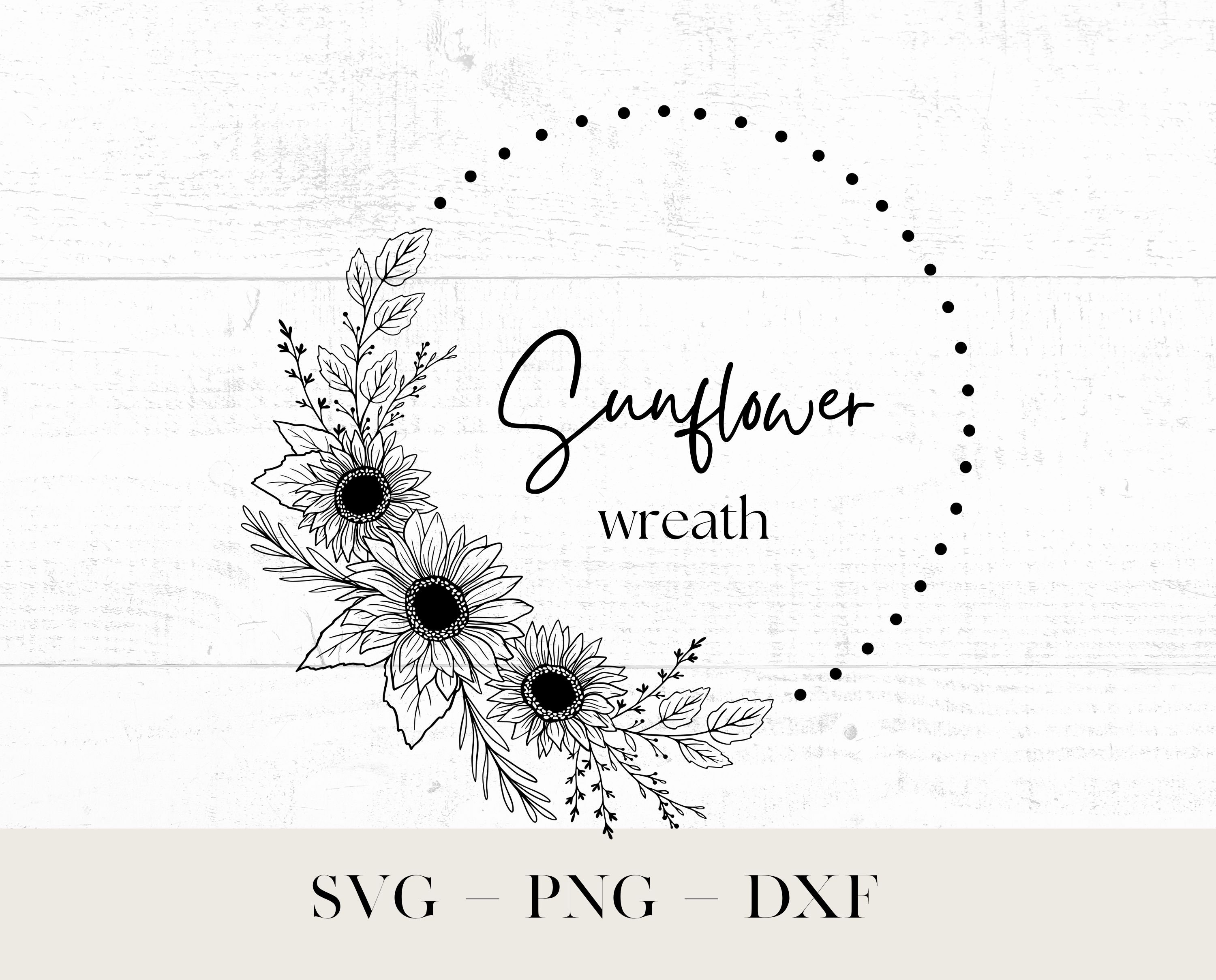 Sunflower Svg Flower Svg Circle Frame Svg Hand Drawn Etsy