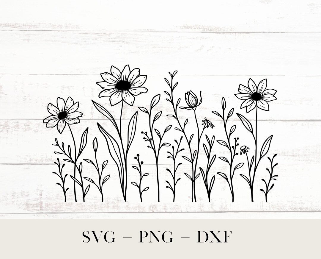 Wildflower Field SVG, Flower Meadow Clipart, Wild Flower Border Svg - Etsy