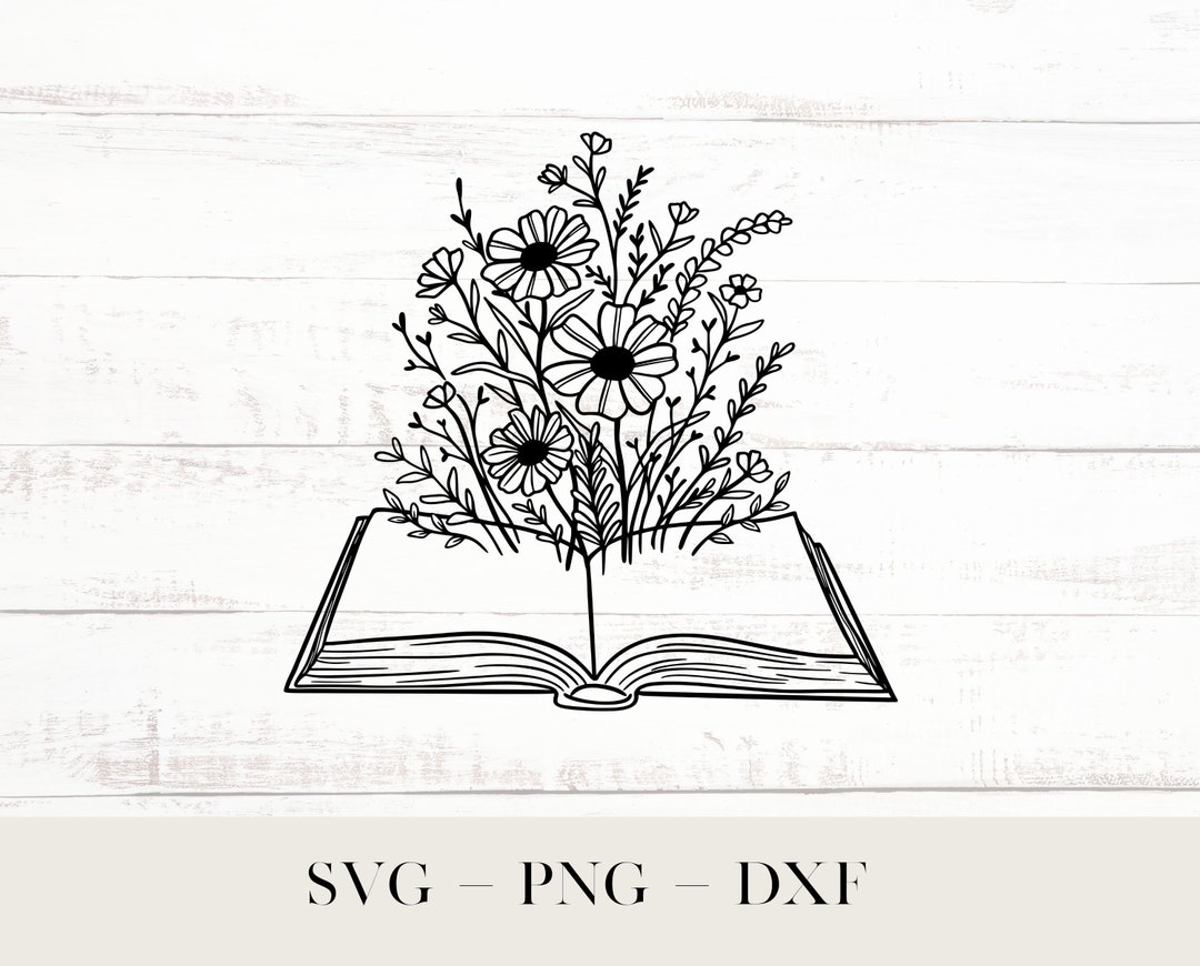Open Book SVG, Floral Book SVG, Book Lover PNG, Reading Svg - Etsy