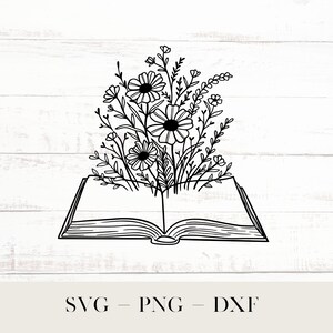 Open Book SVG, Floral Book SVG, Book Lover PNG, Reading Svg - Etsy