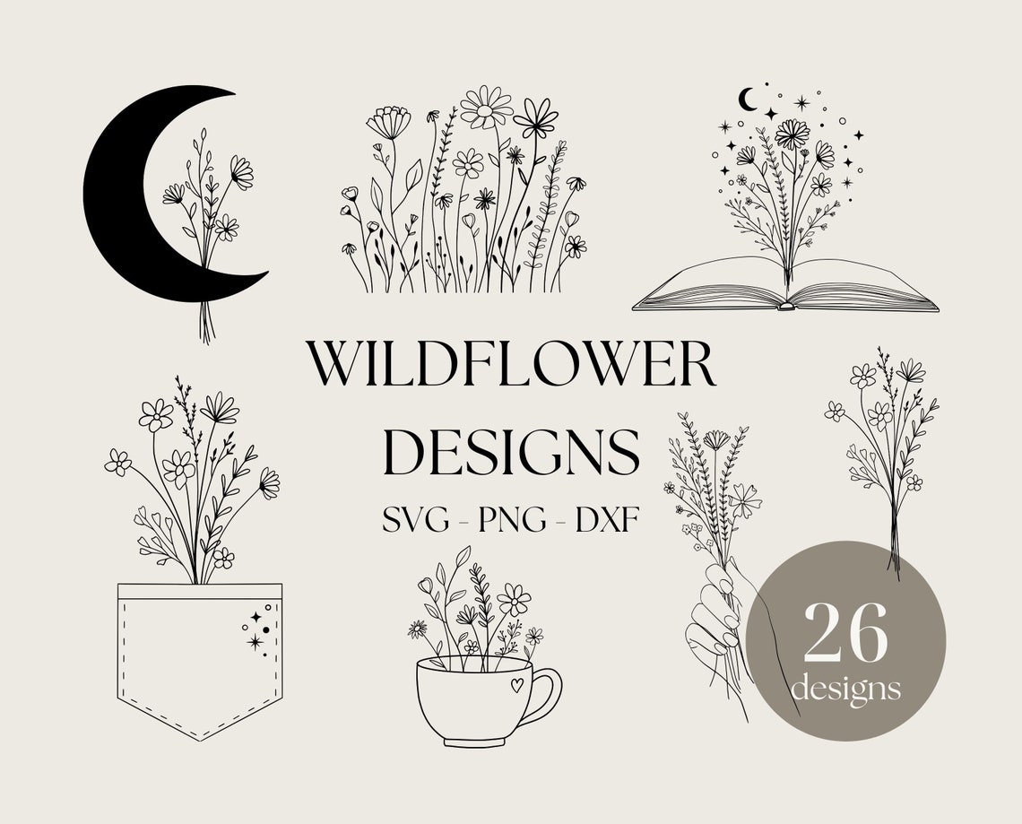 Wildflower Svg Bundle Flower Bouquet Svg Floral Svg Bundle - Etsy