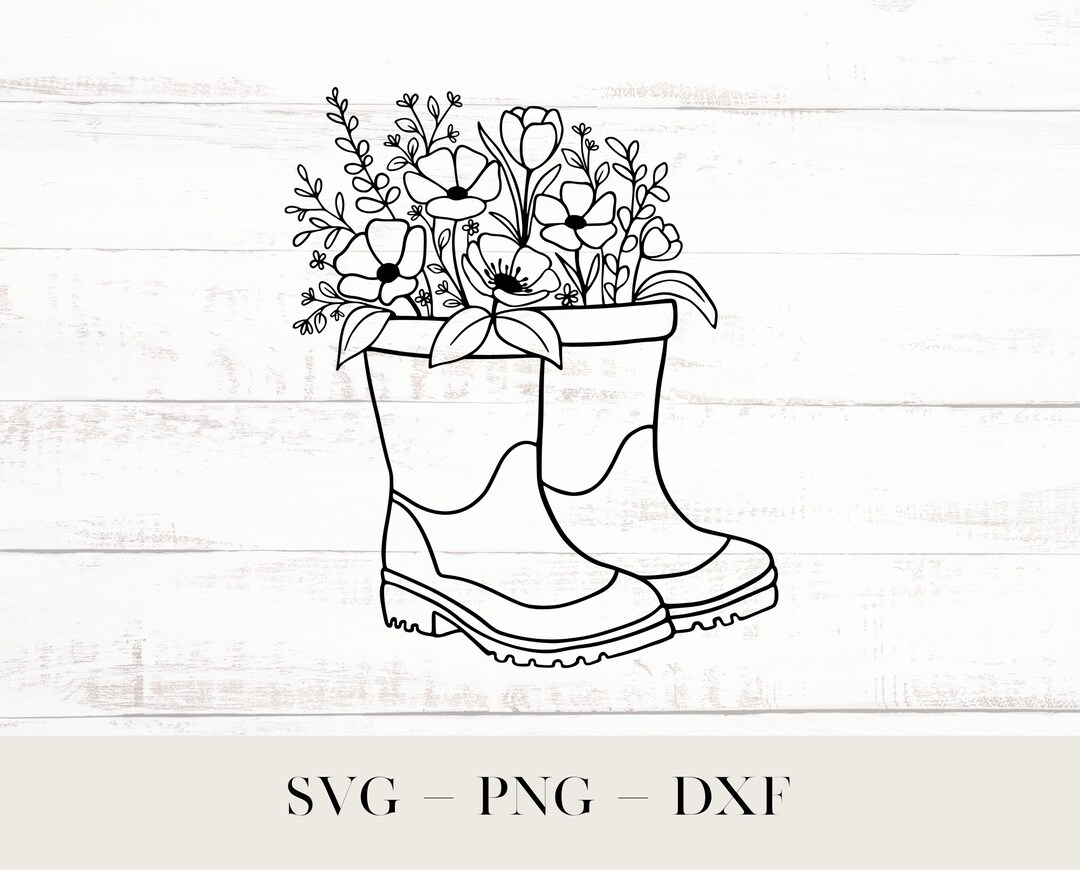 Floral Rain Boots SVG, Rubberboot PNG, Rain Boots With Flowers, Flower ...